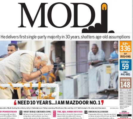How the Indian newspapers headlined the Modi tsunami